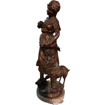 L. & F. Moreau - Brons Beeld Herderin | Beeldje | Reliving