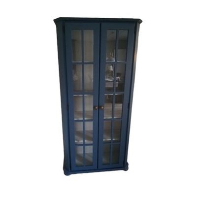 Mooie Vintage 'Denim' Blauwe Vitrinekast Met Goud/Bronzen Accenten ...