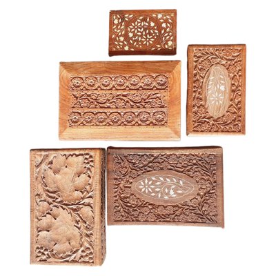Vintage Kistjes Hout India Handwerk Kistje Ingelegd Blauw | Kist ...