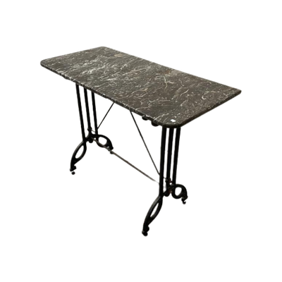 Tuintafel Zwart Gietijzeren Onderstel En Zwart Marmeren Blad | Tafel ...