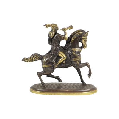 Massief Bronzen Beeld Ruiter Te Paard Hoornblazer Eerste Helft 20Ste ...