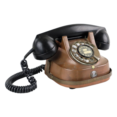 Prachtige Oude Telefoon Met Draaischijf, Koper En Bakeliet Rtt 1956 ...