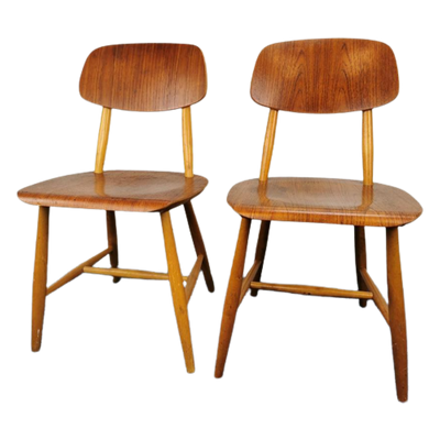 2 Vintage Stoelen Teak Gebogen Fineer Zweeds Design | Stoel | Vintage ...