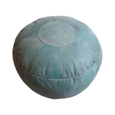 Vintage Poef Leder Poef Groene Ronde Poef | Poef | Vintage | Reliving