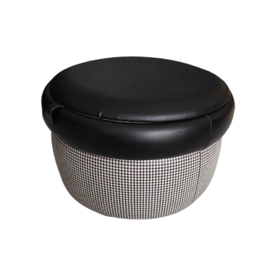 Vintage Poef Naaipoef Zwart Wit Geruit Skaileer | Poef | Vintage | Reliving