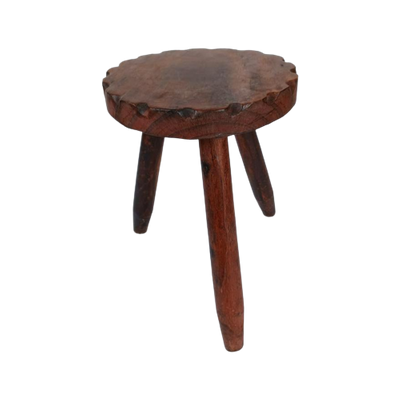 Vintage Hout Brutalist Spaans Driepoot Krukje Bijzettafeltje ...
