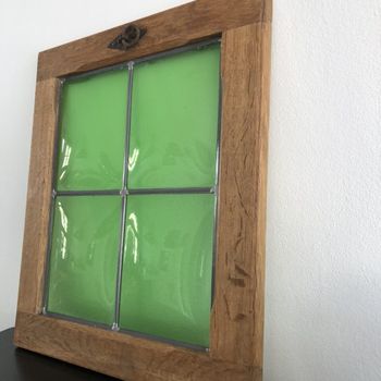 Glas In Lood Ramen, Raamkozijn Met 4 Groene Bolle Ruitjes | Glaswerk ...