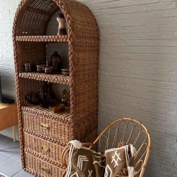 Rotan / Rieten Bohemian Boogkast Met Messing Handgrepen. | Kast ...